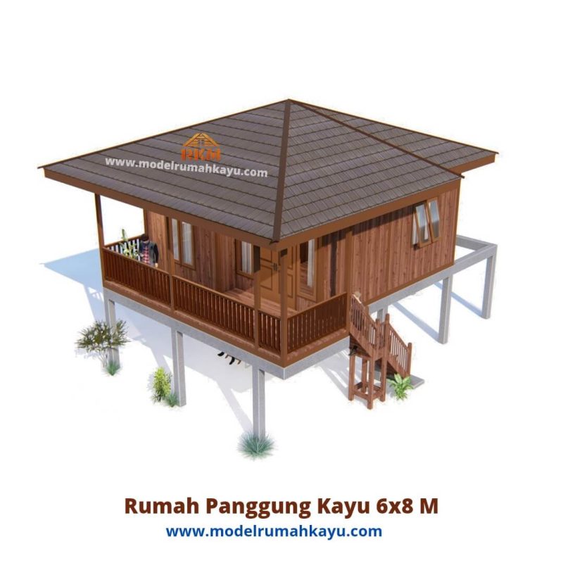 Rumah Panggung Minimalis Ukuran 6x8 Meter - Rumah Kayu Bongkar Pasang